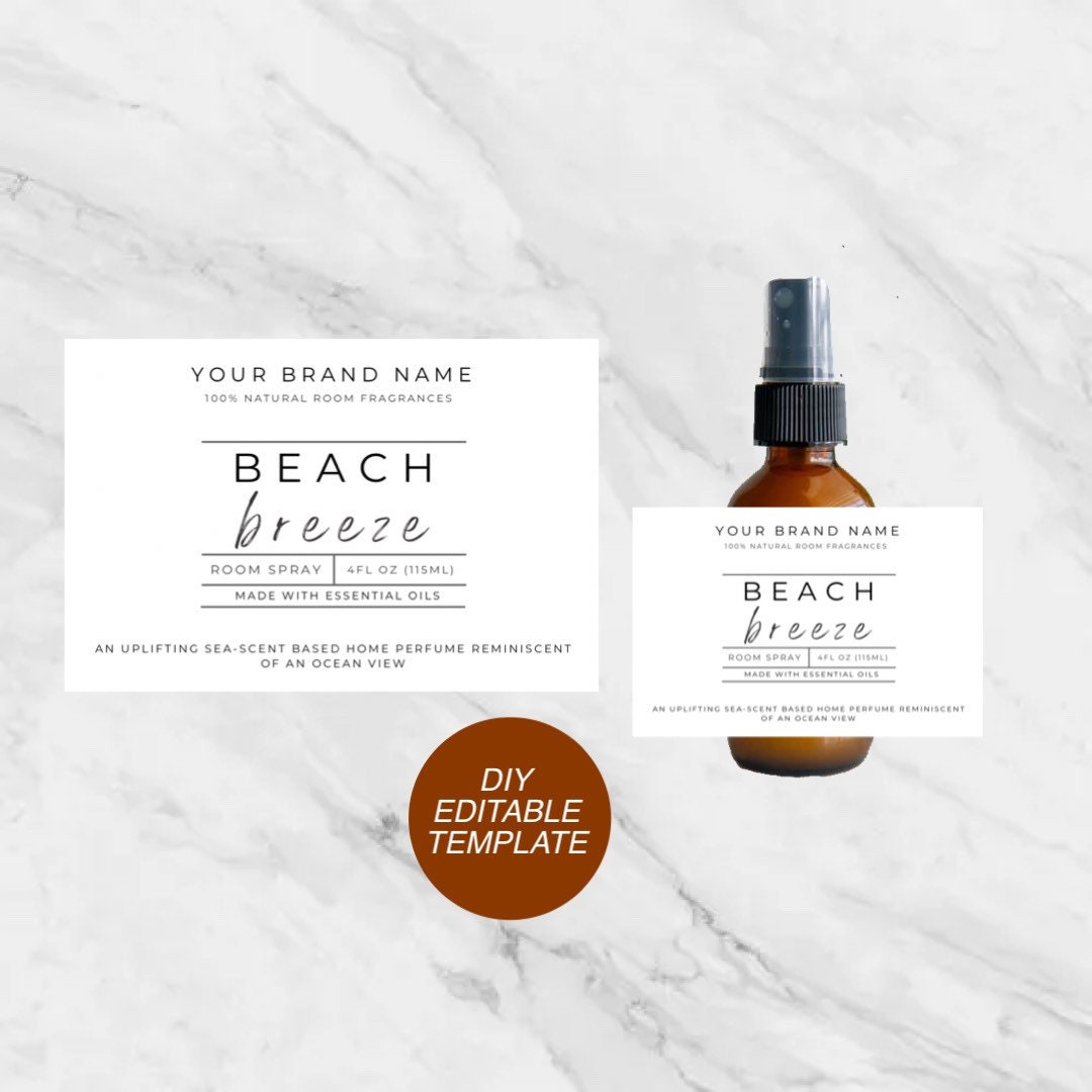 EDITABLE Room Spray Label Minimalist and Professional Room Spray Label ...