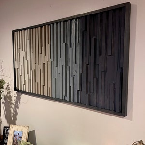 Handmade Framed 3D Wood Wall Art: Rustic Modern Sculpture - Etsy
