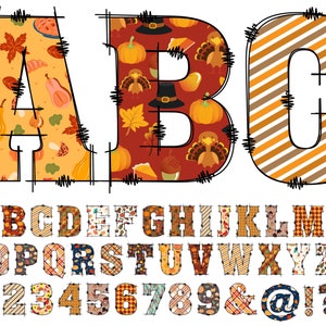 Thanksgiving Clipart Alphabet PNG, Doodle Alphabet, Transparent PNG ...