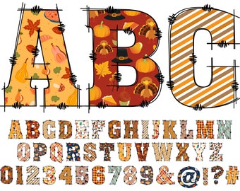 Thanksgiving Clipart Alphabet PNG Doodle Alphabet Clip Art | Etsy