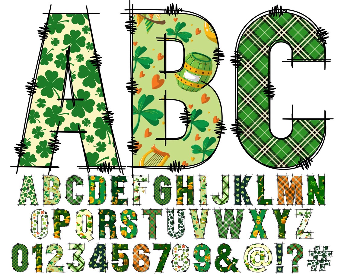 St Patrick's Day Letters PNG Shamrock Alphabet Clip Art - Etsy