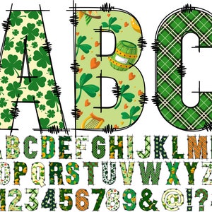 St Patrick's Day Letters PNG, Shamrock Alphabet Clip Art, Doodle ...