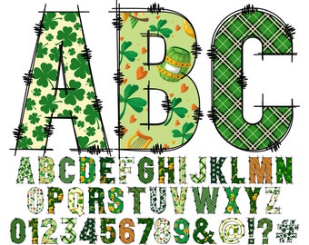 St Patrick's Day Letters PNG Shamrock Alphabet Clip Art | Etsy