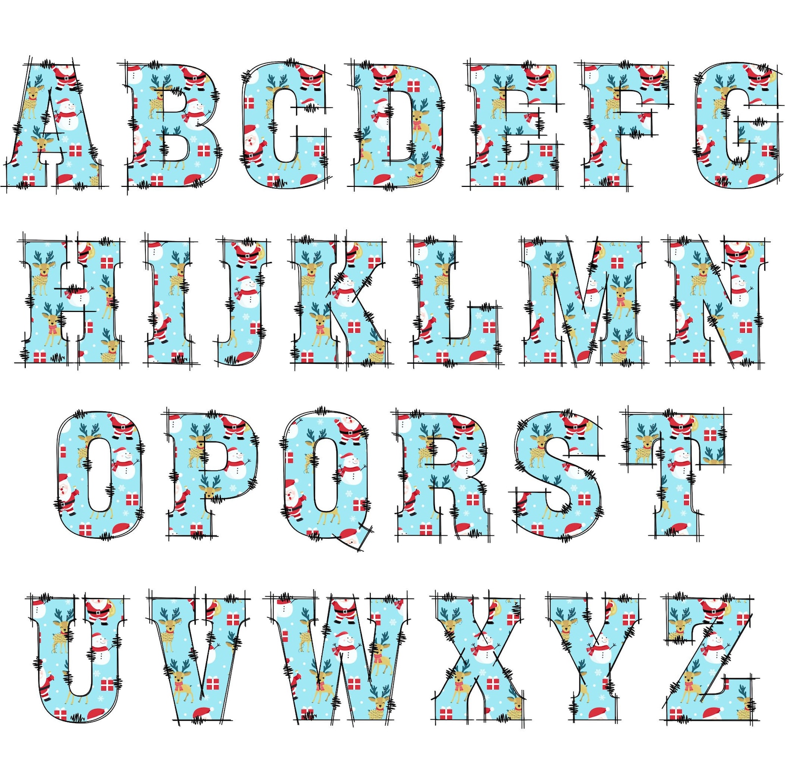 Christmas Clipart Alphabet PNG Light Blue Letters Clip Art - Etsy