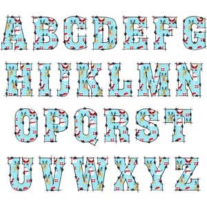 Christmas Clipart Alphabet PNG, Light Blue Letters Clip, Doodle ...