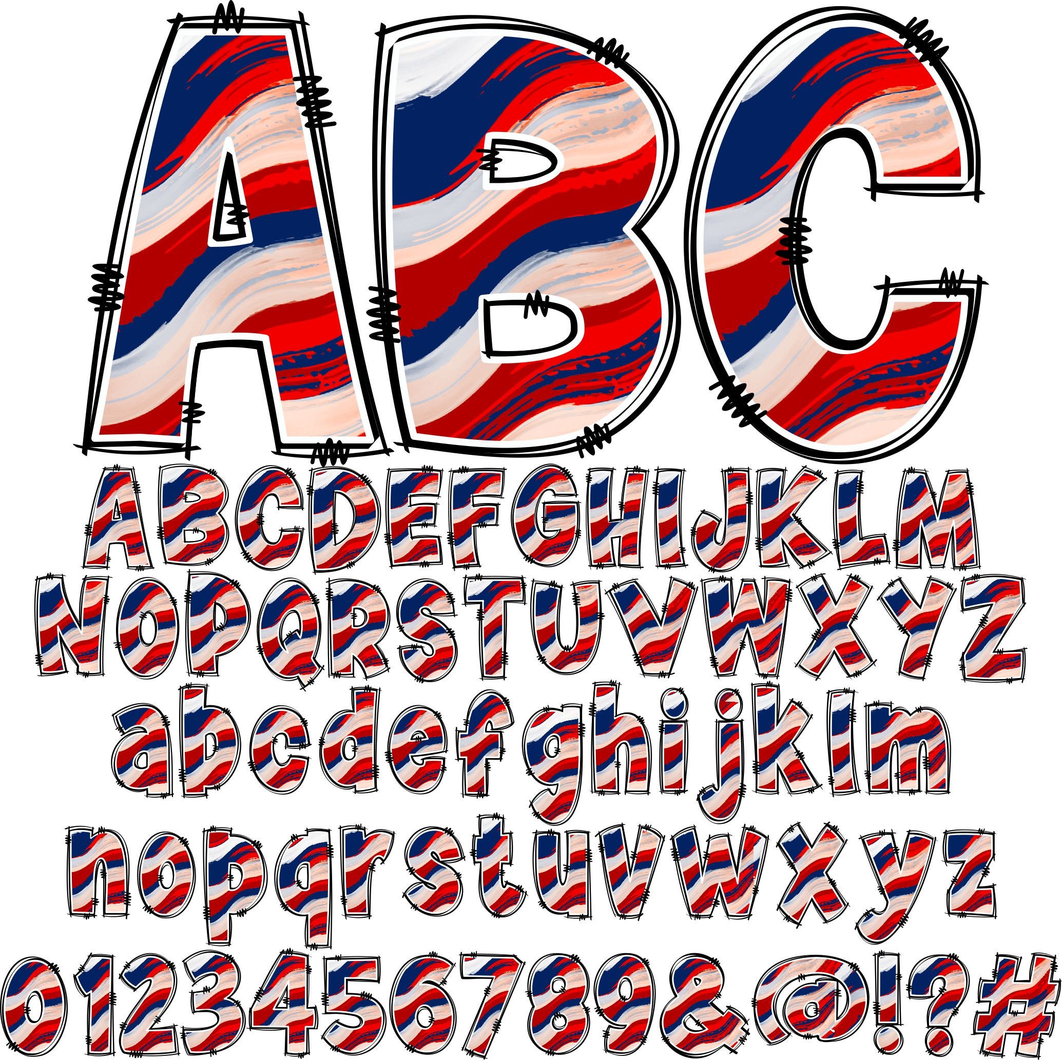 BUNDLE Patriotic Alphabet PNG, 4th of July, Independence Day, Alpha ...