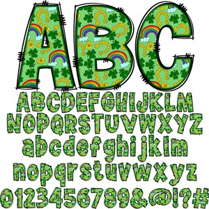 St Patrick's Day Letters PNG, Shamrock Alphabet, Doodle Irish, St Paddy ...