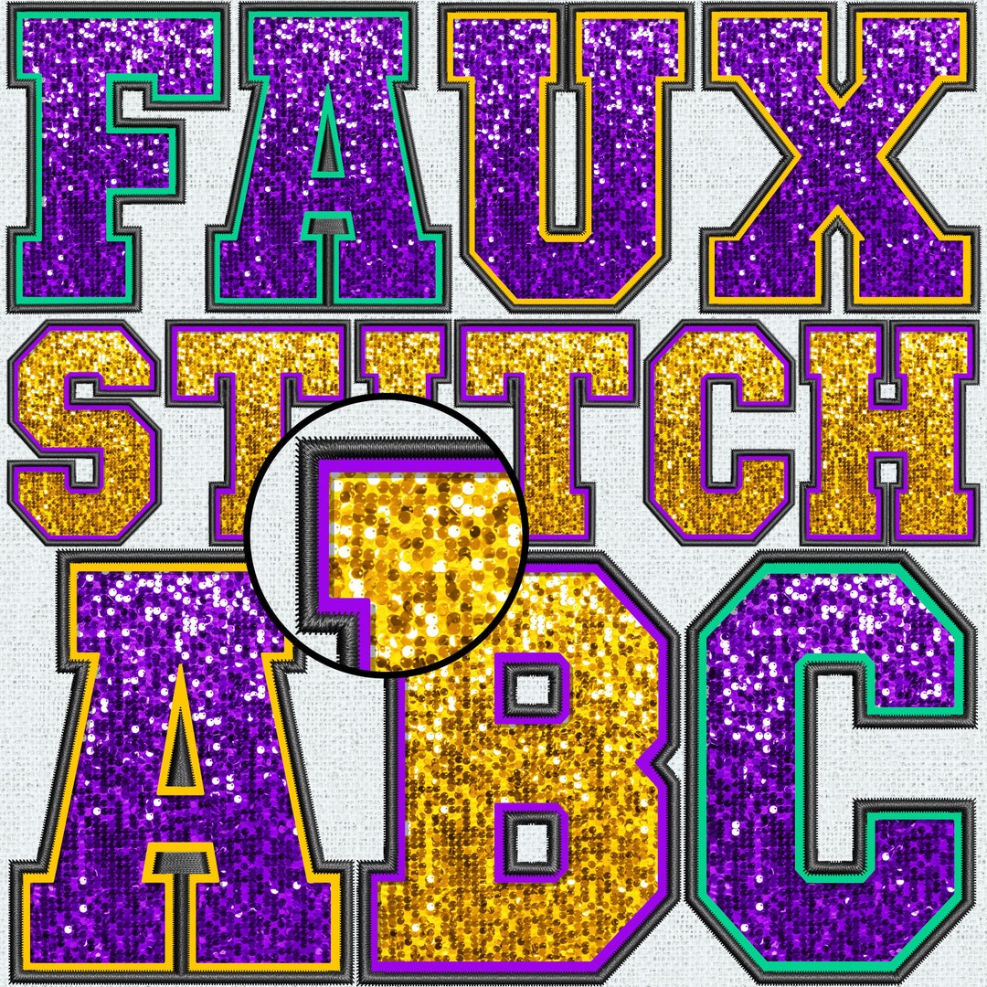 Faux Embroidery Sequin Letters BUNDLE, Faux Sequin Patch, Faux Sequin ...