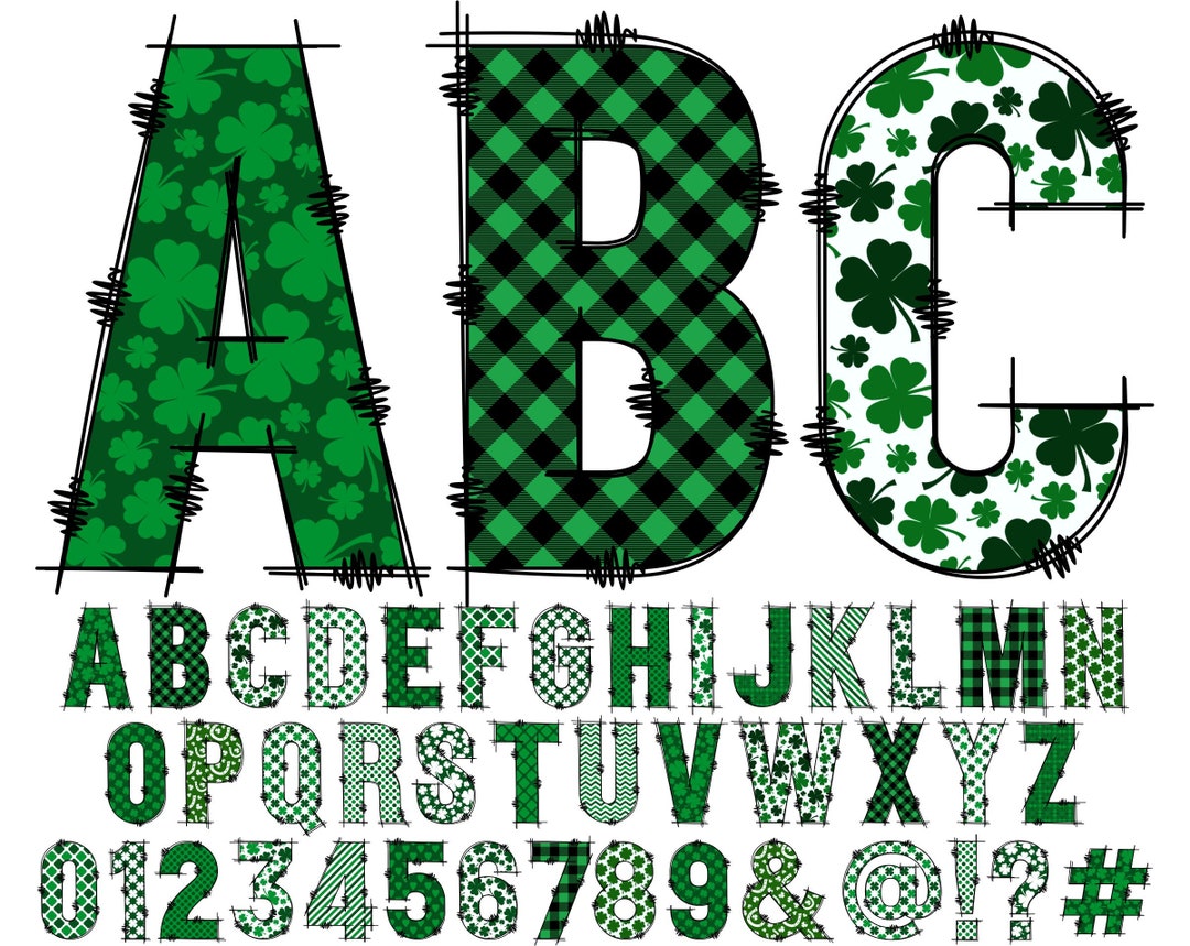 St Patrick's Day Letters PNG, Shamrock Alphabet Clip Art, St Paddy's ...