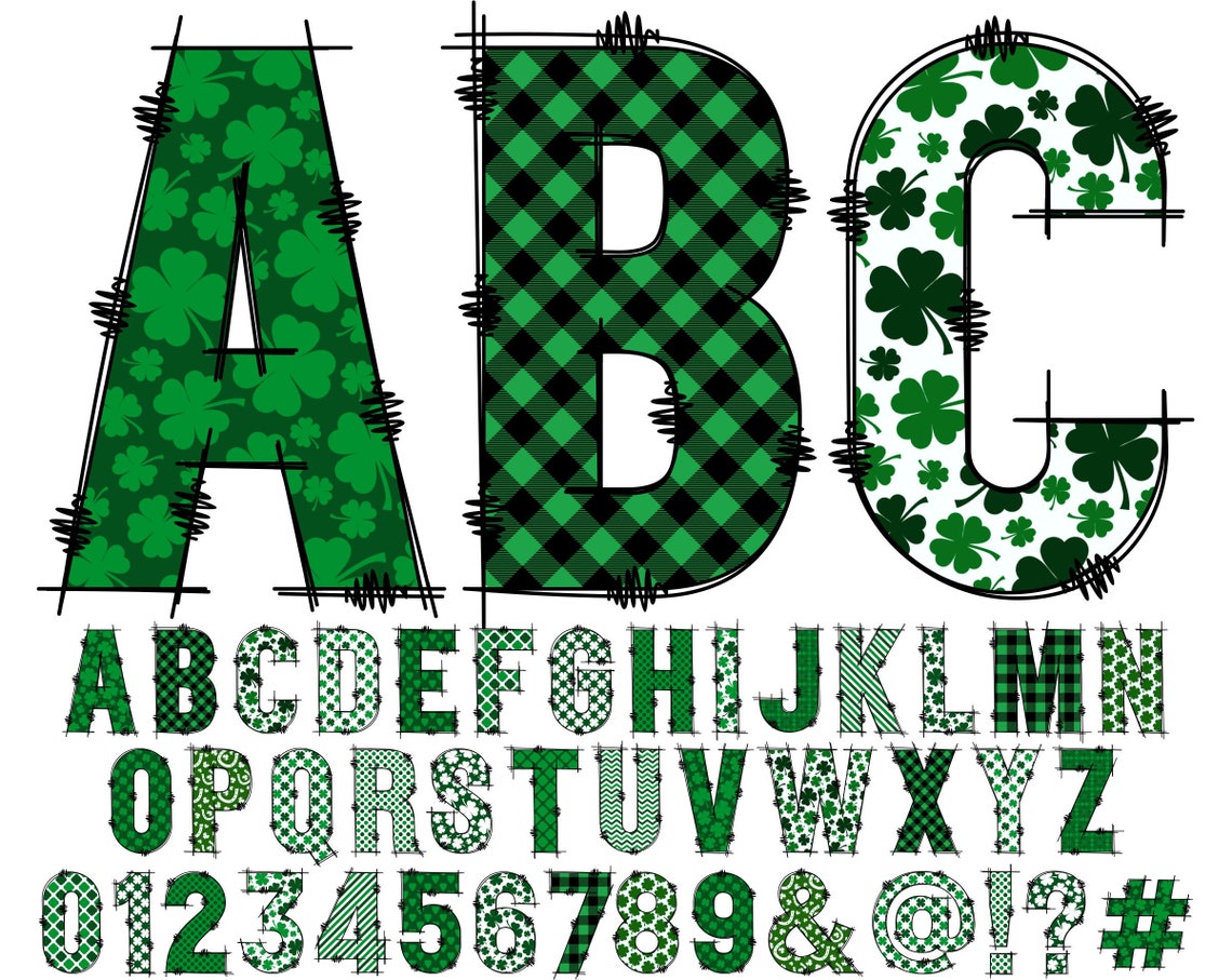 St Patrick's Day Letters PNG Shamrock Alphabet Clip Art | Etsy
