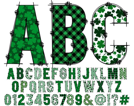 St Patrick's Day Letters PNG Shamrock Alphabet Clip Art | Etsy