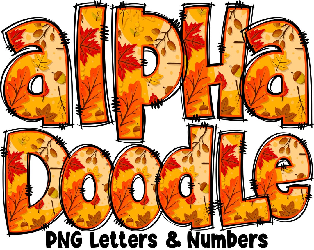 Fall Autumn Letters & Numbers PNG, Alpha Doodle, PNG Letters, Fall ...