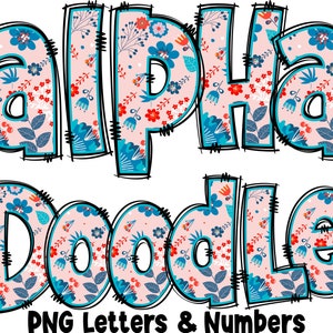 Floral Letters & Numbers PNG, Alpha Doodle, PNG Letters, Floral Doodle ...