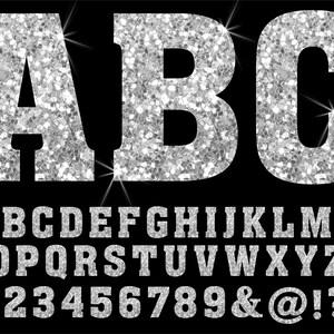 Bundle PNG Silver Glitter Letters, Sparkle Clip Art, Letters Alphabet ...