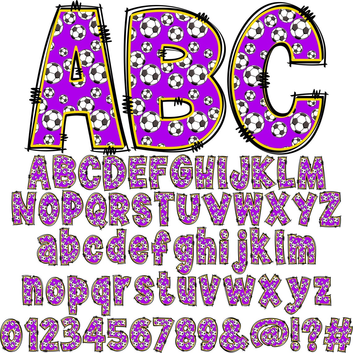 Soccer Letters & Numbers PNG Alpha Doodle PNG Letters - Etsy
