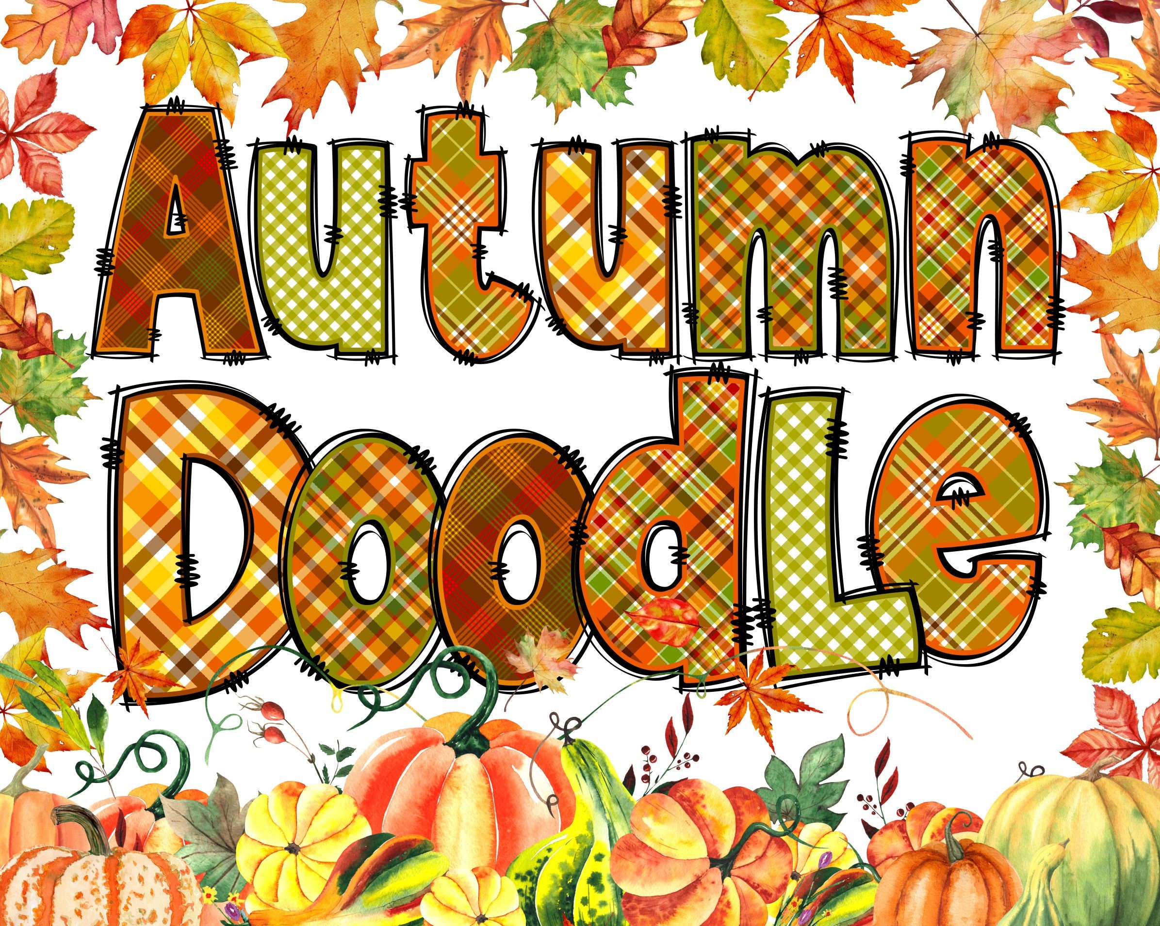 BUNDLE Autumn Plaid Alphabet PNG Alpha Doodle PNG Letters - Etsy