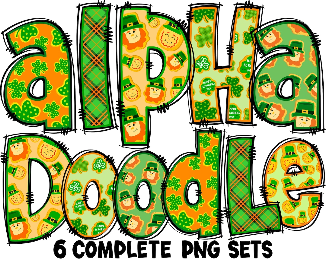 St Patrick's Day Letters PNG, Shamrock Alphabet, Doodle Irish, St Paddy ...