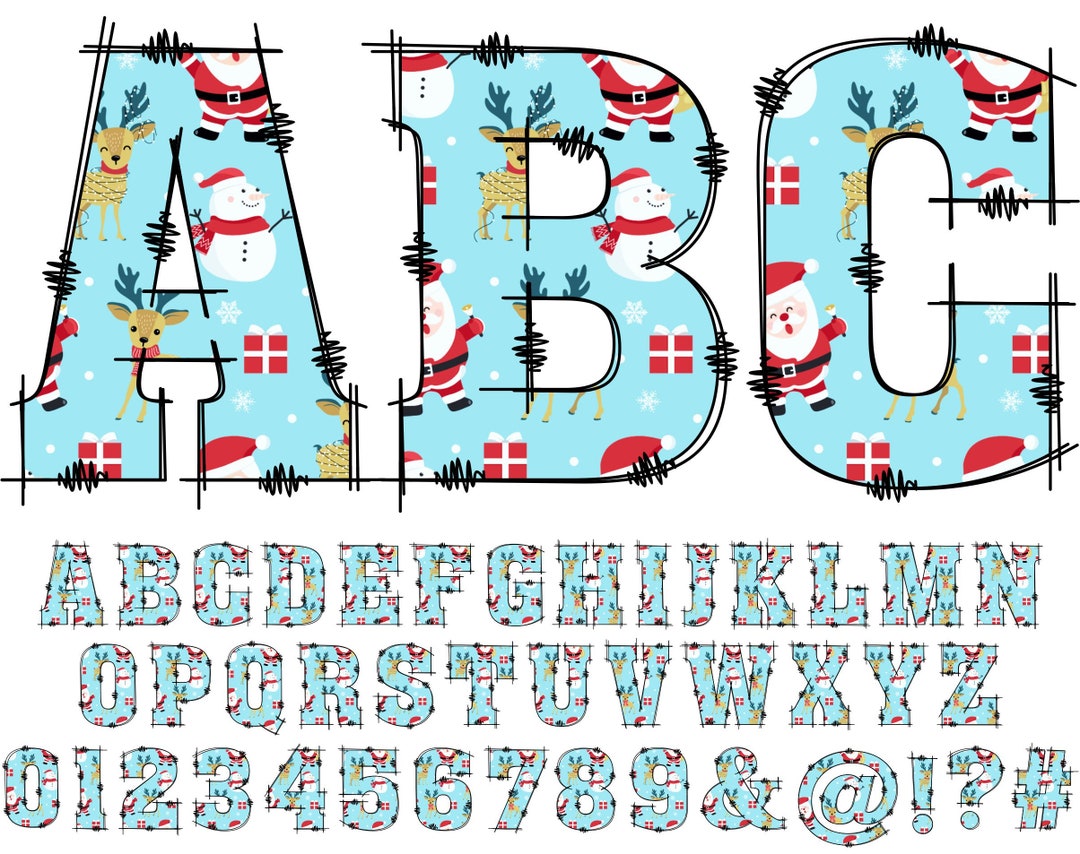 Christmas Clipart Alphabet PNG, Light Blue Letters Clip, Doodle ...