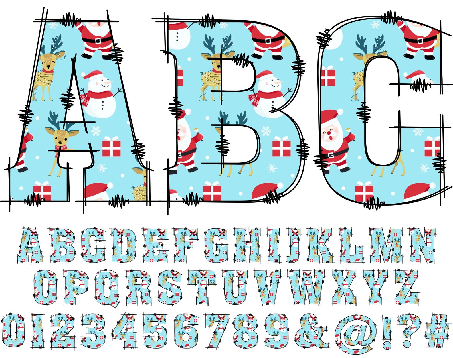 Christmas Clipart Alphabet PNG, Light Blue Letters Clip, Doodle ...