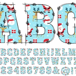 Christmas Clipart Alphabet PNG, Light Blue Letters Clip, Doodle ...