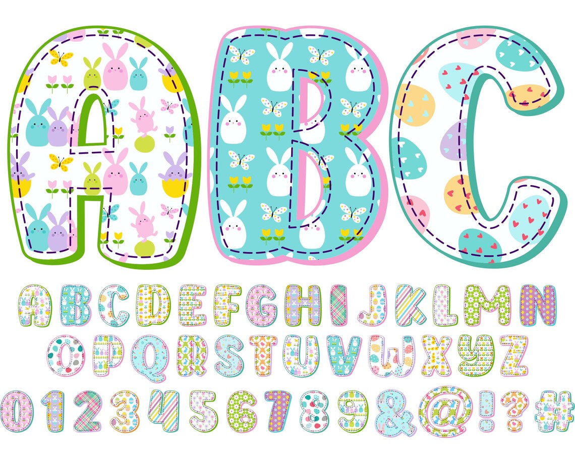 Faux Applique Easter Alphabet PNG Alphabet Clip Art PNG - Etsy