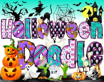 Halloween Doodle Alphabet - Etsy