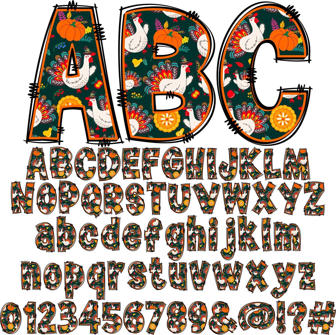 Thanksgiving Alphabet PNG Happy Thanksgiving Thanksgiving - Etsy