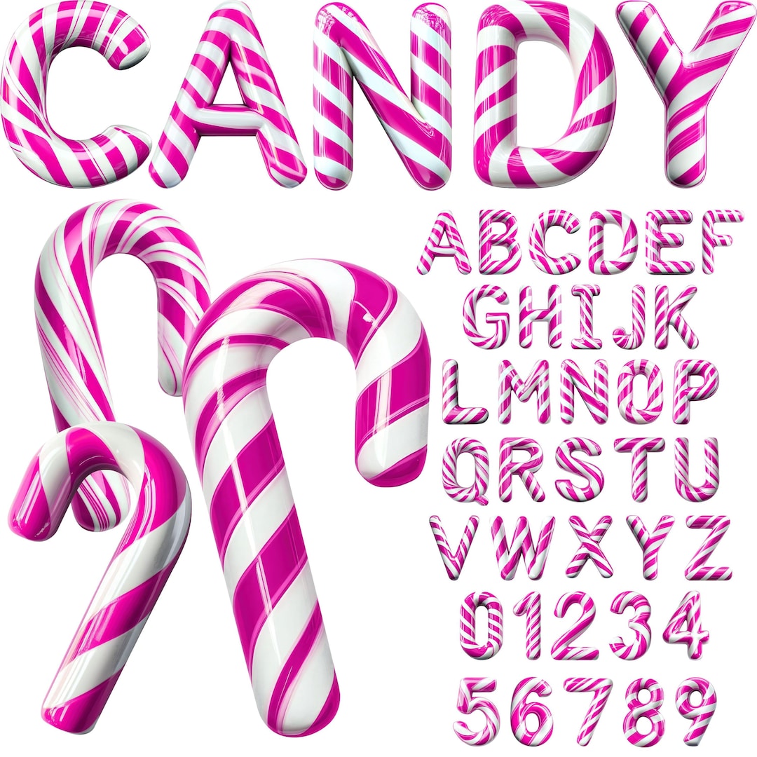 Candy Cane PNG Letters, Pink White Candy Cane, Candy Cane Alphabet Clip ...