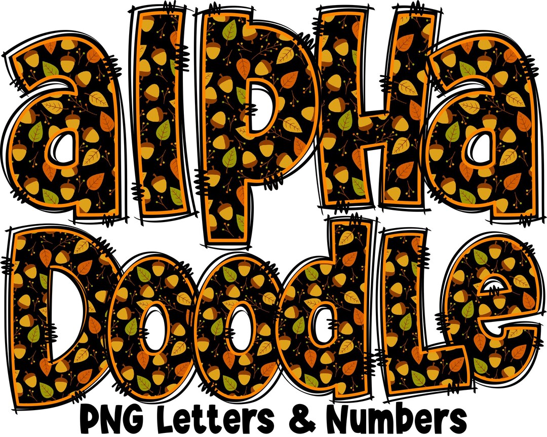 Fall Autumn Letters & Numbers PNG, Alpha Doodle, PNG Letters, Fall ...
