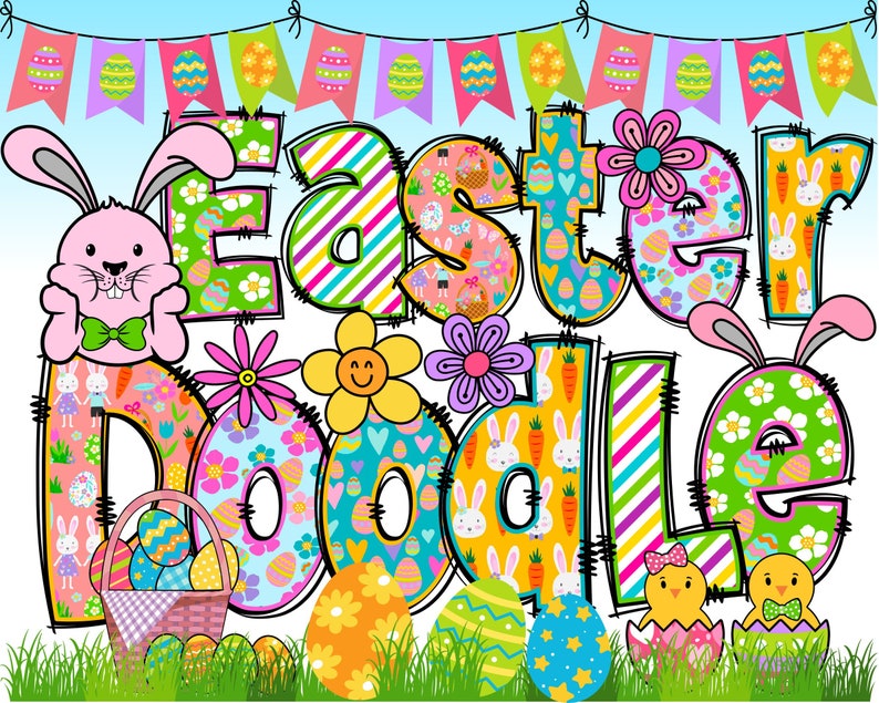 Easter Alphabet PNG Easter Letters Easter Doodle Easter - Etsy