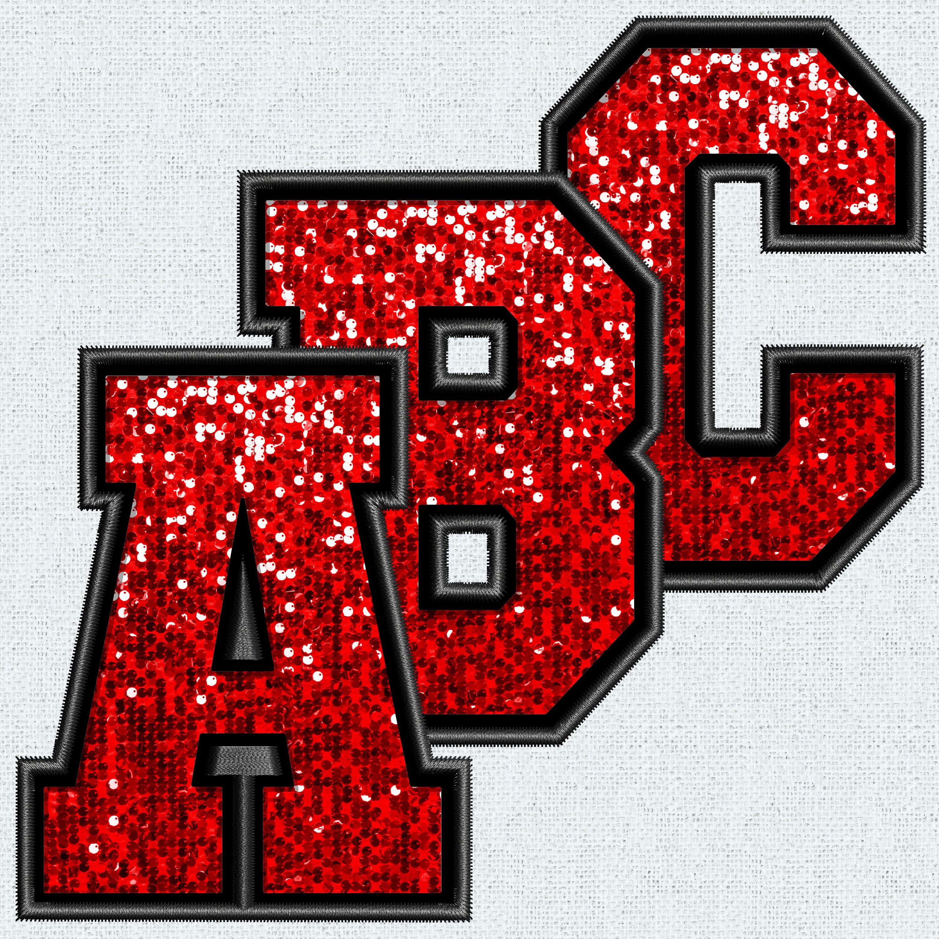 Faux Embroidery Sequin Letters BUNDLE, Faux Sequin Patch, Faux Sequin ...