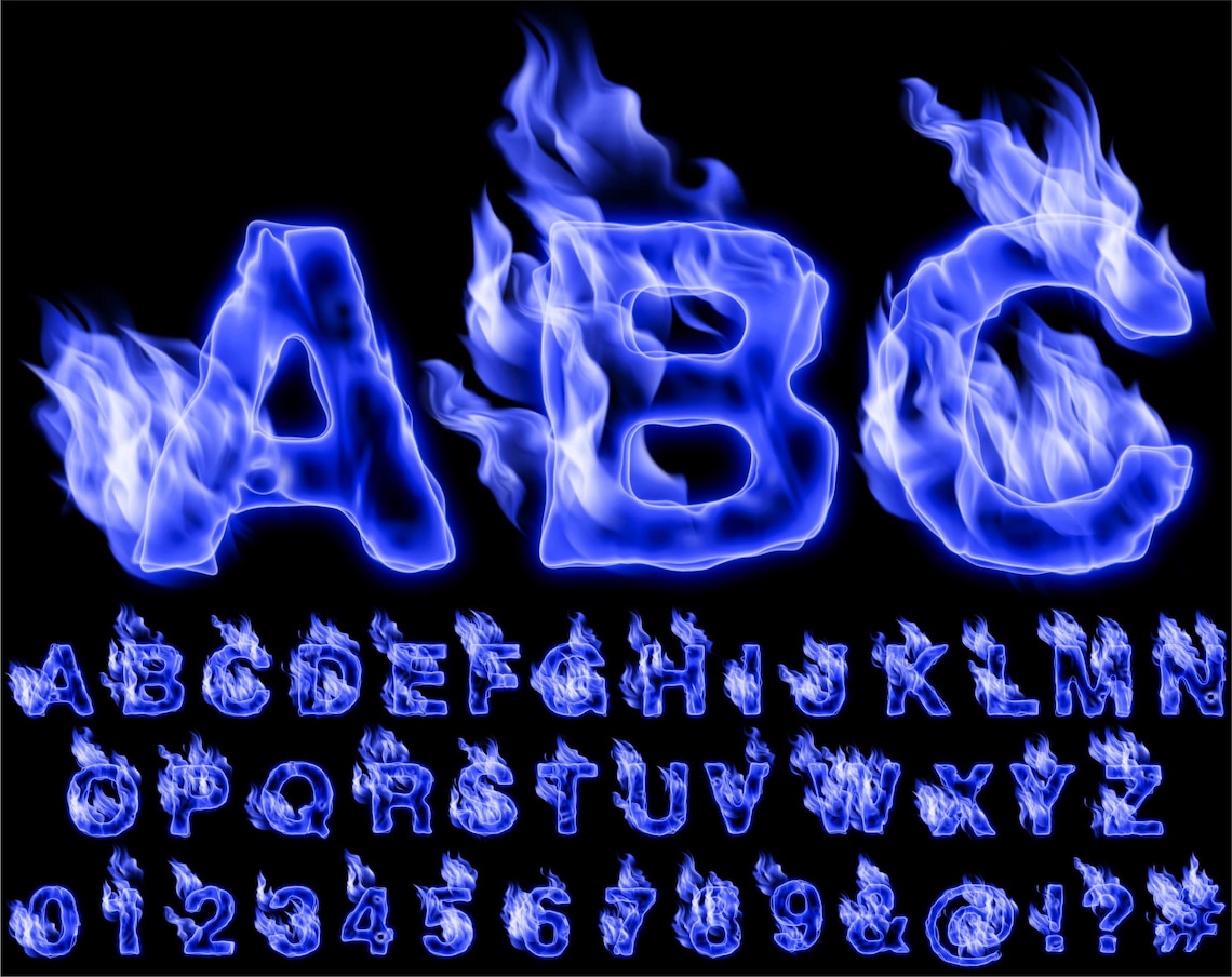 Blue Fire PNG Letters, Transparent Background, Flame Alphabet Clip Art ...