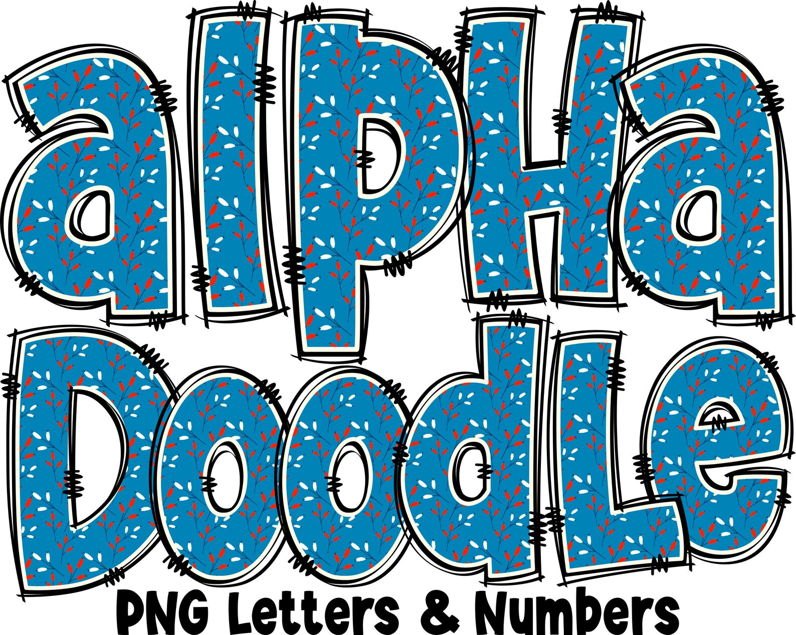 Floral Letters & Numbers PNG, Alpha Doodle, PNG Letters, Floral Doodle ...
