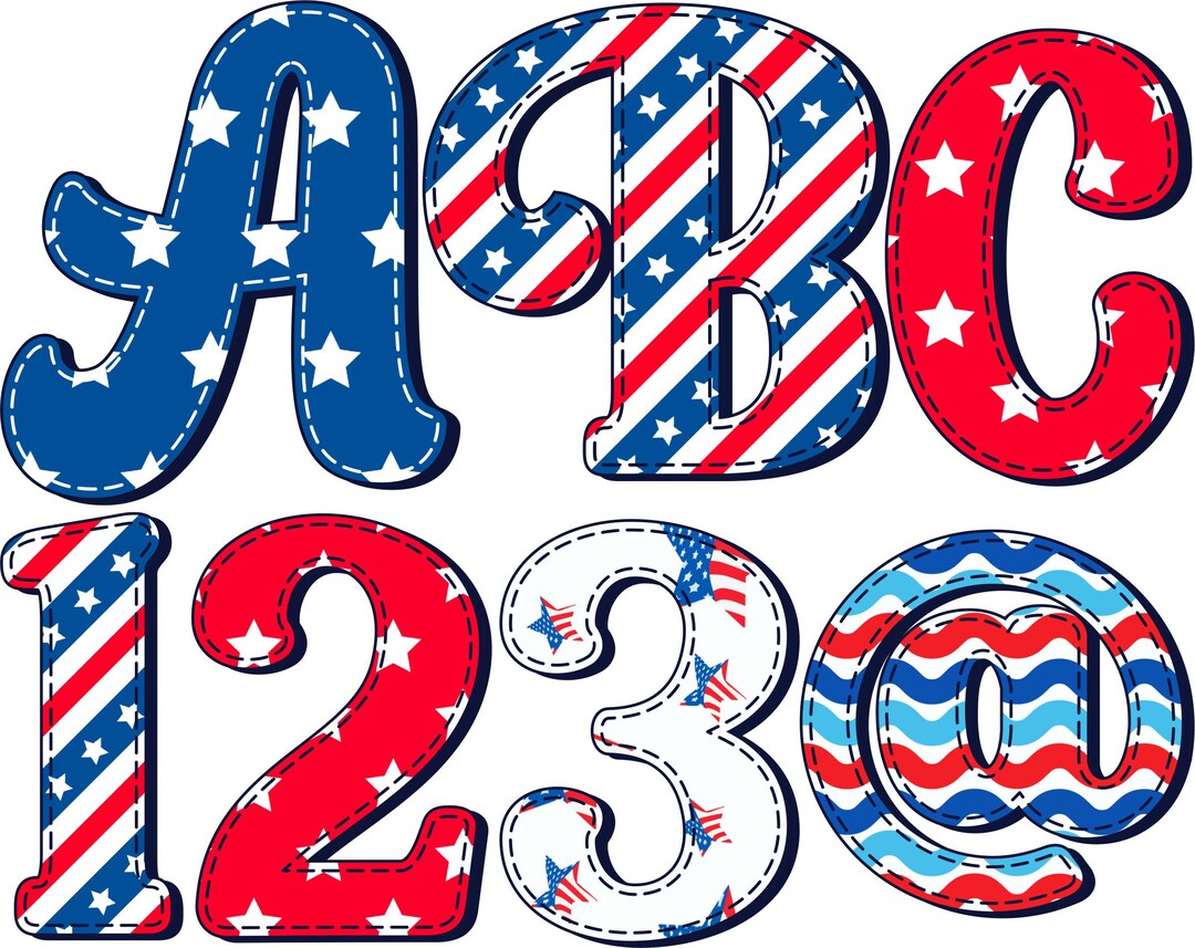 Faux Applique Independence Day Letters PNG, Doodle Letters, 4th of July ...