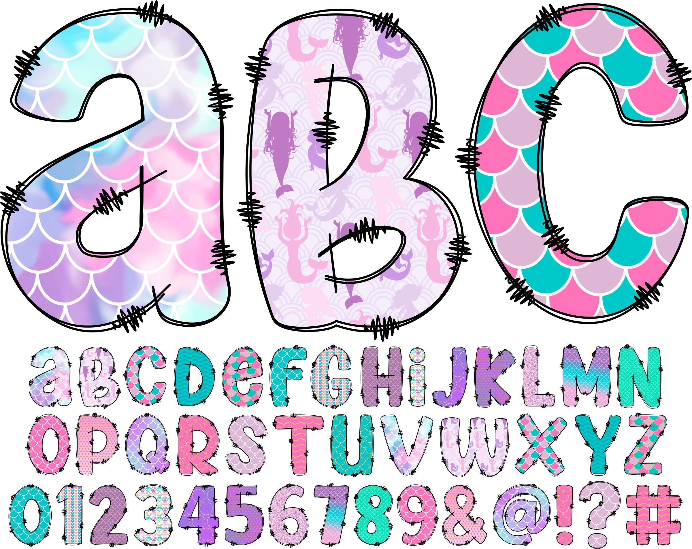 Mermaid Alphabet PNG, Doodle Alphabet Clip Art, Transparent PNG, Doodle ...