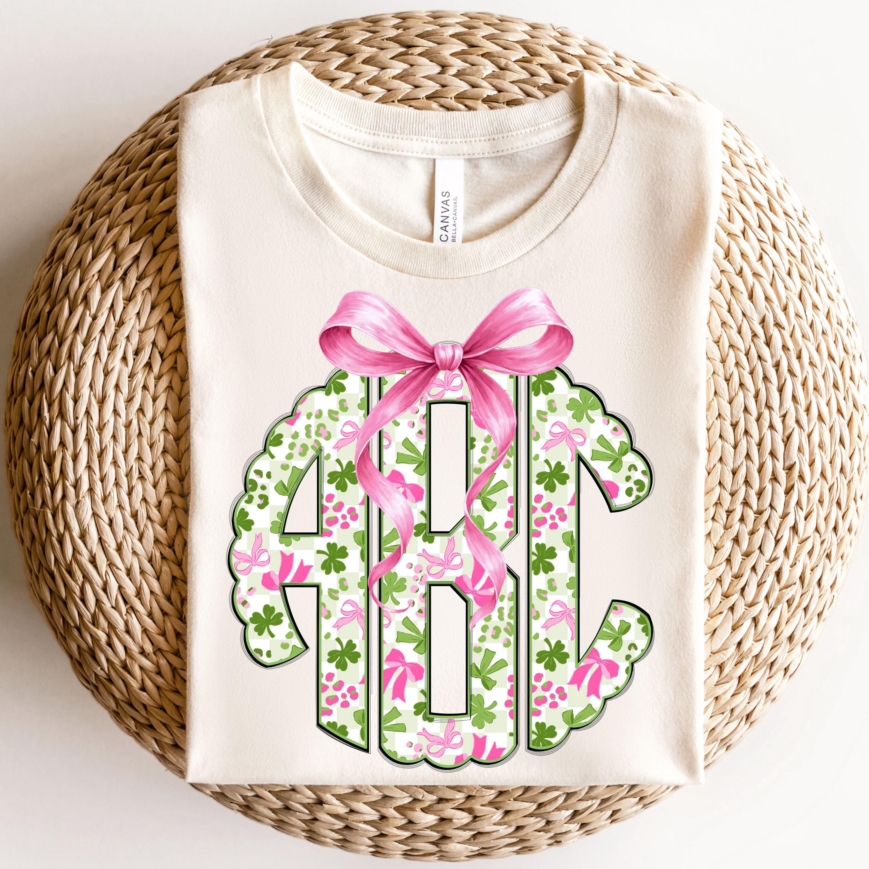 St Patrick's Day Monogram PNG, Shamrock, Doodle Irish, Pink Scalloped ...