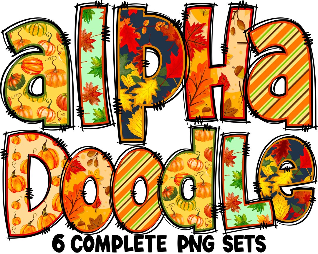 BUNDLE Autumn Fall Alphabet PNG, Autumn, Alpha Doodle, Letters, Fall ...