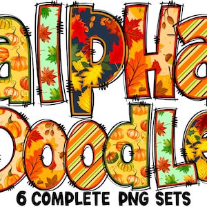 BUNDLE Autumn Fall Alphabet PNG, Autumn, Alpha Doodle, Letters, Fall ...