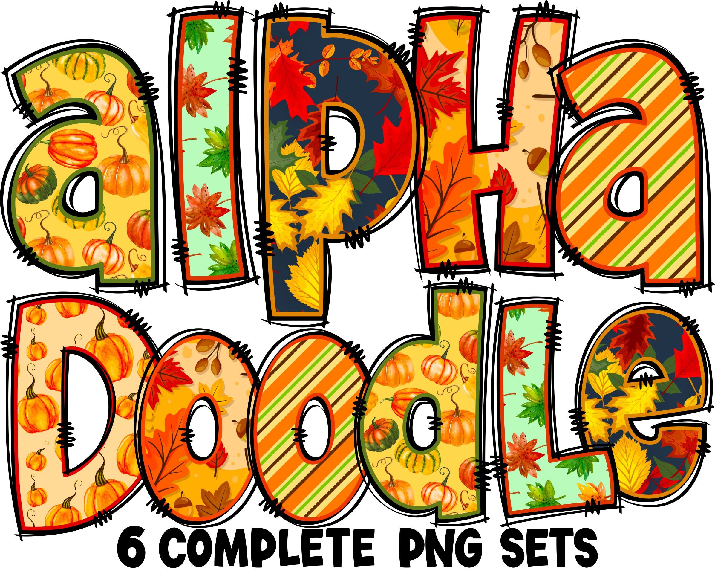 BUNDLE Autumn Fall Alphabet PNG Autumn Alpha Doodle PNG - Etsy