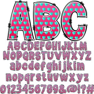 Valentine's Day Alphabet PNG, Valentines Letters, Valentines Doodle ...