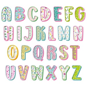 Spring Floral Alphabet PNG, Doodle Alpha, PNG, Doodle Flowers, Doodle ...