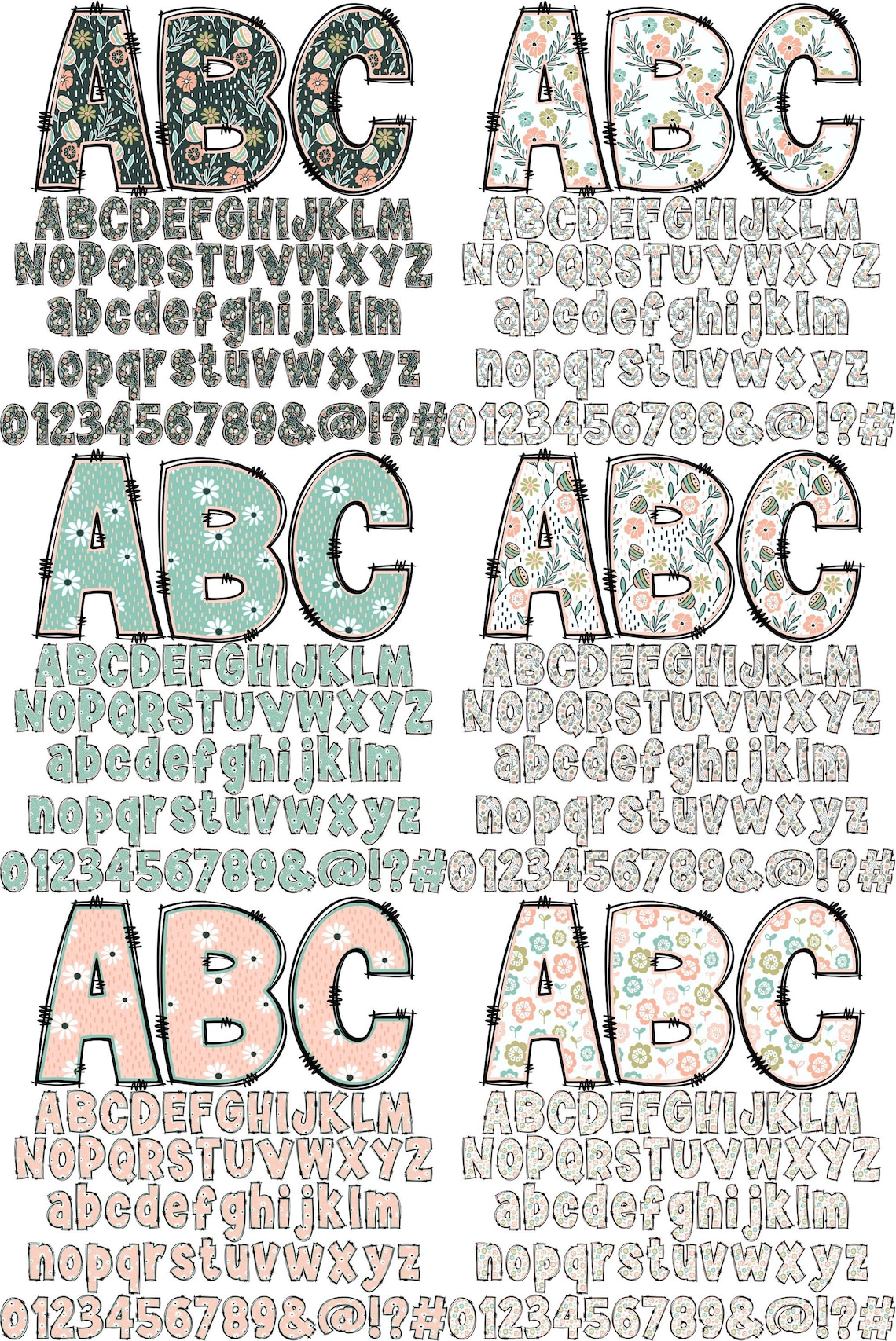 BUNDLE 50 Floral Alphabet Sets Doodle Alpha Doodle Flowers - Etsy