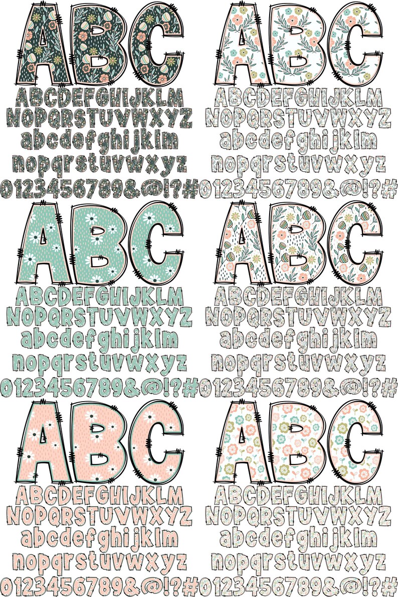 BUNDLE 50 Floral Alphabet Sets Doodle Alpha Doodle Flowers - Etsy