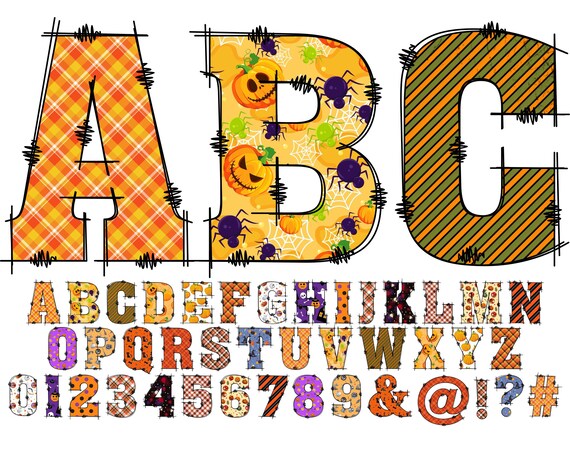 Halloween Clipart Alphabet PNG Doodle Alphabet Clip Art | Etsy
