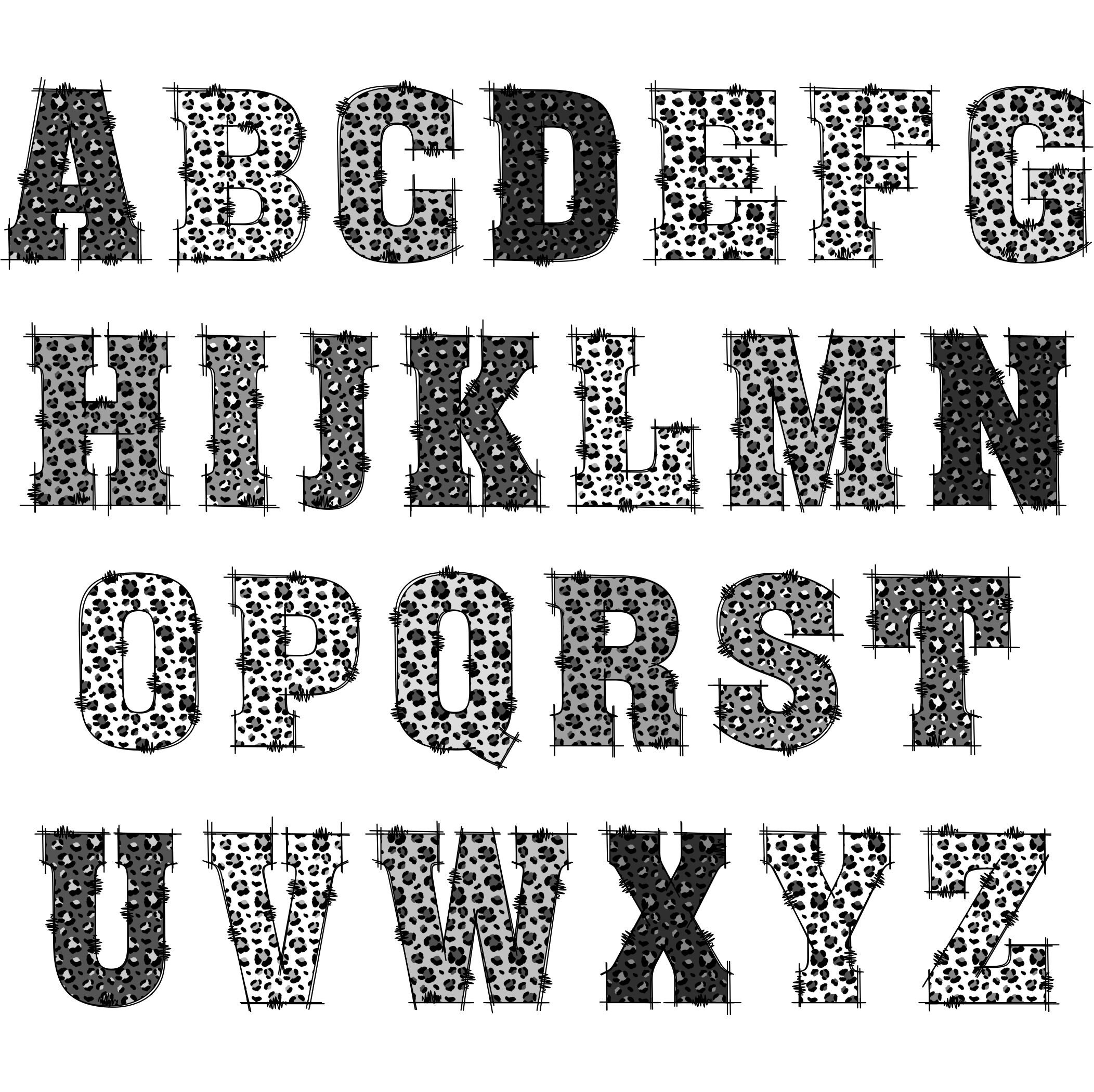 Leopard Print Colorful Alphabet PNG Doodle Alphabet Clip Art - Etsy