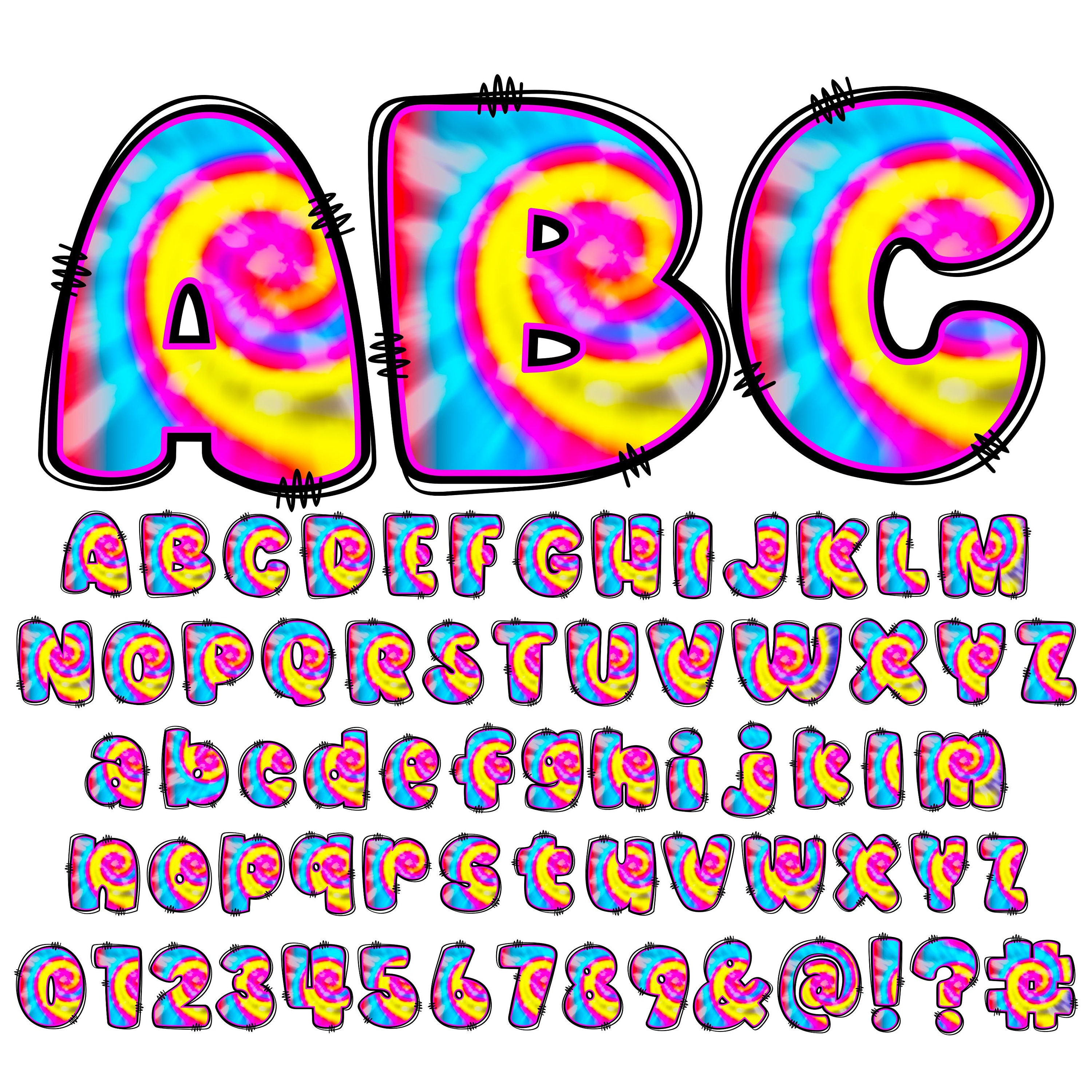 Tie Dye Alphabet PNG, Doodle Alphabet Clip Art, Transparent PNG, Doodle ...