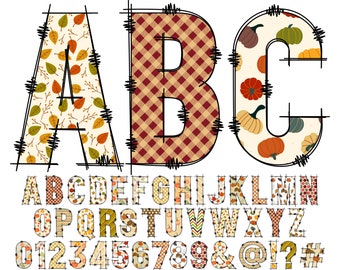 Fall Autumn Clipart Alphabet PNG Doodle Alphabet Clip Art | Etsy