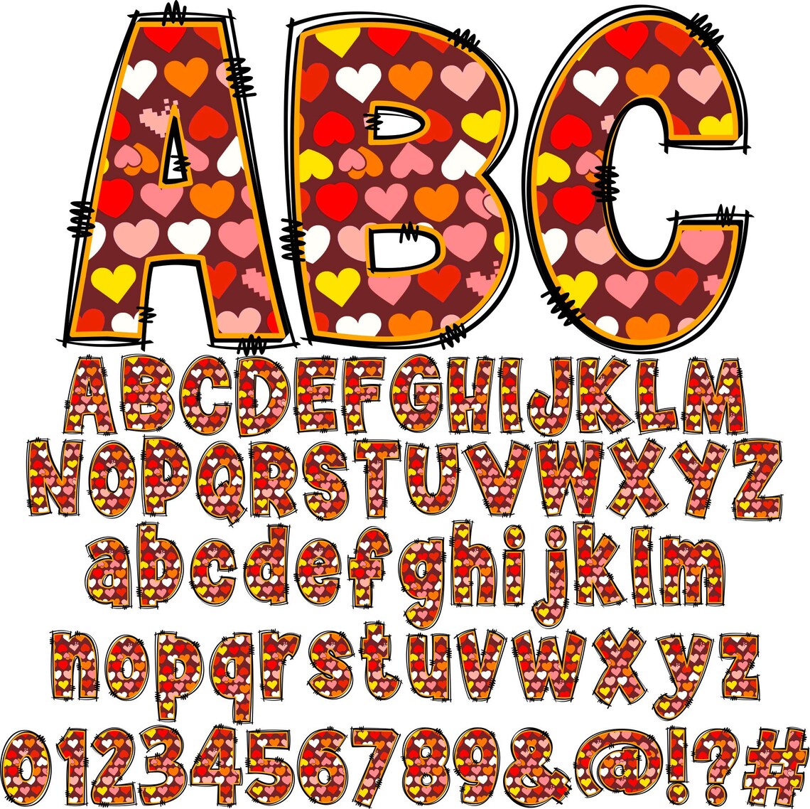 Valentine's Day Alphabet PNG Valentines Letters - Etsy