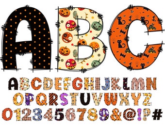 Halloween Clipart Alphabet PNG Doodle Alphabet Clip Art - Etsy