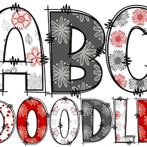 Spring Floral Alphabet PNG, Doodle Alpha, Doodle Flowers, Doodle ...